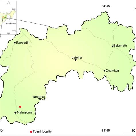 Map Of Latehar District Of Jharkhand Showing The Fossil Locality Near Download Scientific