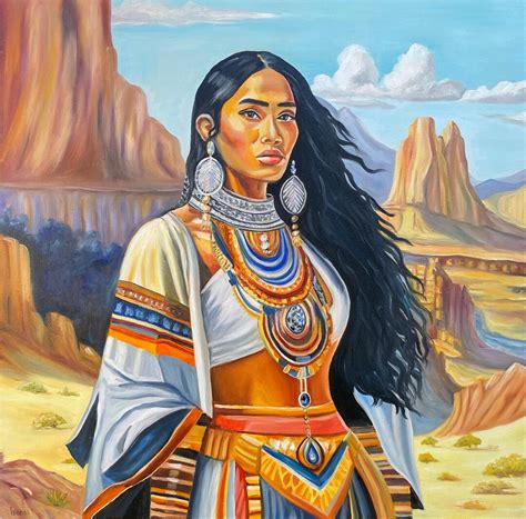 Indigenous Woman Oil Painting Original Beautiful Native American Woman