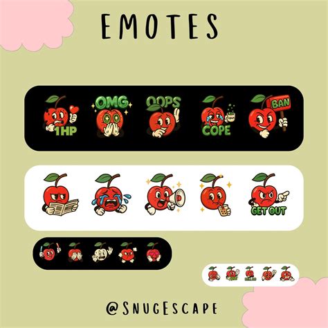 Retro Cherry Emotes Bundle Twitch Discord Youtube Etsy