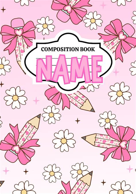 School Theme Pretty Girl Pink Supplies Composition Notebook Cover