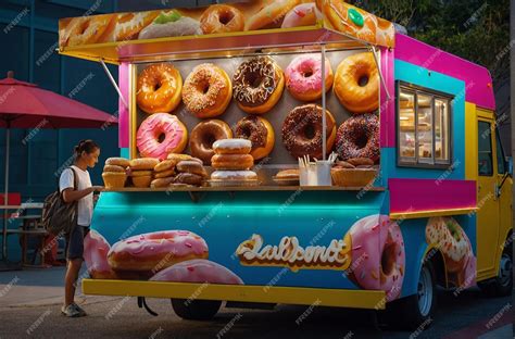 Premium Photo Donut Food Truck Vendor