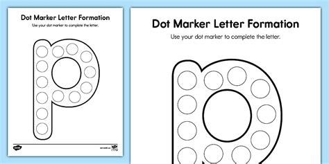 Lowercase Letter P Dot Marker Letter Formation Worksheet