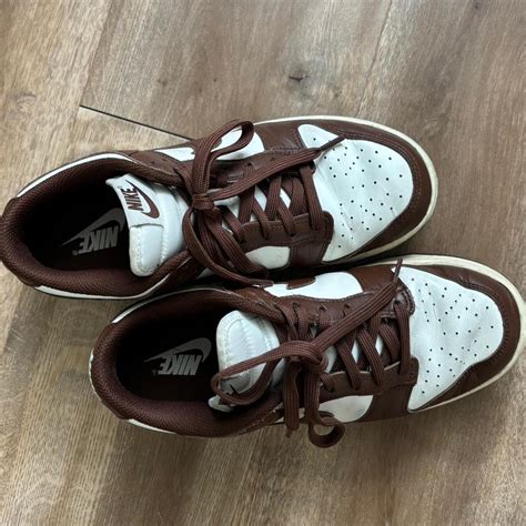 Womens Brown And White Nike Dunk Low Sneakers 🤎🤍 Depop