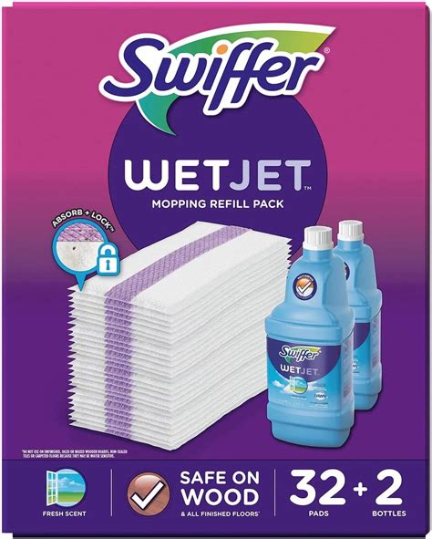 Swiffer Wetjet Mopping Refill Pack 32 Refill Pads 2 1 25l Bottles Of Cleaner Amazon Ca