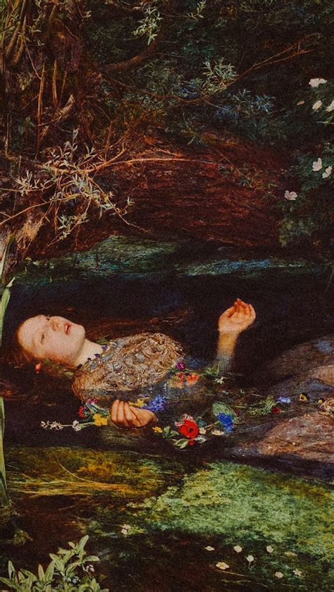 Ophelia Everett Millais Water Lily Woman Falling Into Water Water