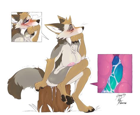 Rule 34 Anthro Big Breasts Blush Bodily Fluids Breasts Canid Canine Canis Chest Tuft Coyote