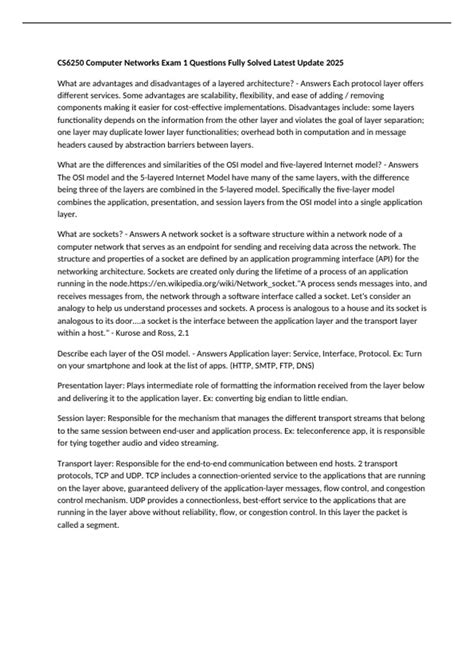 Cs6250 Computer Networks Exam 1 Questions Fully Solved Latest Update