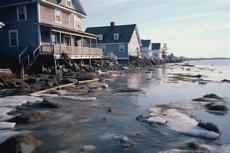 Premium Ai Image Coastal Communities At Risk From Rising Seas