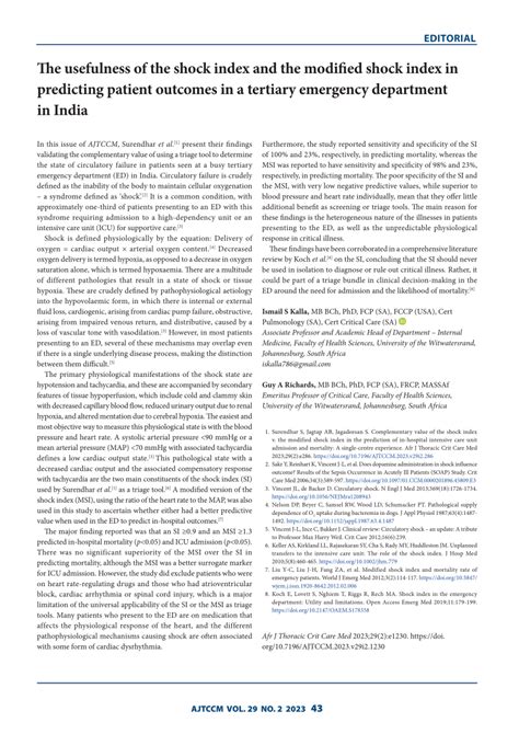 Pdf The Usefulness Of The Shock Index And The Modified Shock Index In Predicting Patient