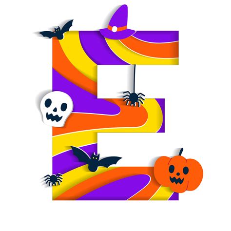 Happy Halloween E Alphabet Party Font Typography Character Cartoon Spooky Horror With Colorful