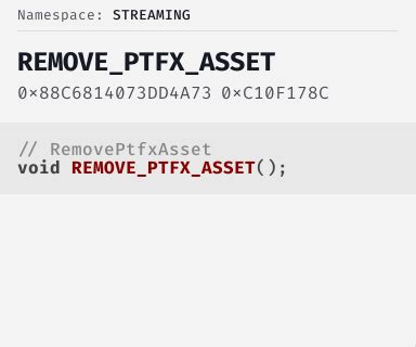 RemovePtfxAsset FiveM Natives Cfx Re Docs