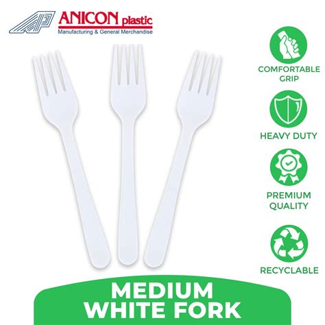 Aniware 25 Pieces Premium Quality Medium White Disposable Plastic Fork