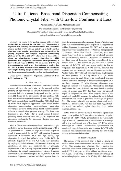 Pdf Ultra Flattened Broadband Dispersion Compensating Photonic
