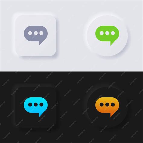 Premium Vector Speech Bubble Icon Set Multicolor Neumorphism Button