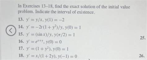 Solved In Exercises 13 18 Find The Exact Solution Of The