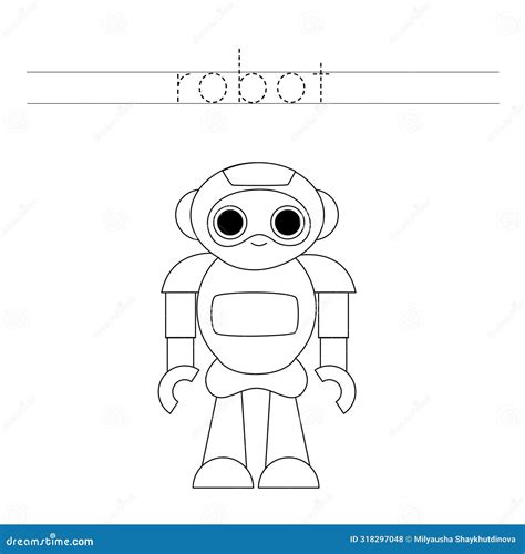 trace the letters and color cartoon toy robot handwriting practice for