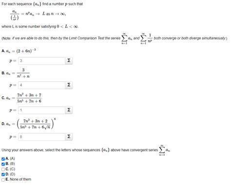 Solved For Each Sequence An Find A Number P Such That An Chegg