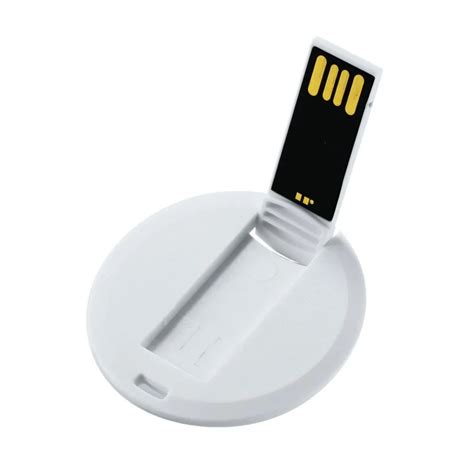 Флешка кругла кредитна картка USB 2.0 біла 43 мм з логотипом 4 Gb ...