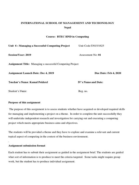 Unit 6 Managing A Successful Computing Project Digital Wellbeing Sec I J Pdf Project