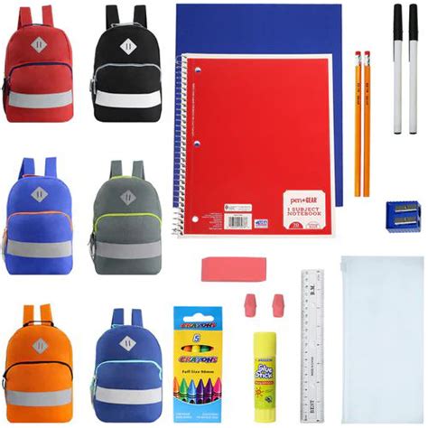 6 Sets 18 Piece Basic School Supply Kit With 17 Inch Backpack School