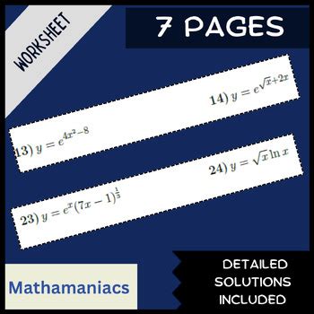 Differentiation Rules Worksheet With Solutions By Mathamaniacs