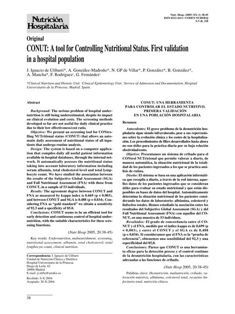 Pdf Conut A Tool For Controlling Nutritional Status First