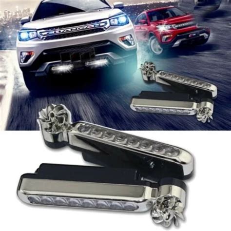 1 Pair Wind Powered 8 Led Car Headlight Daytime Running Light Lamp Auto Daylight Headlight