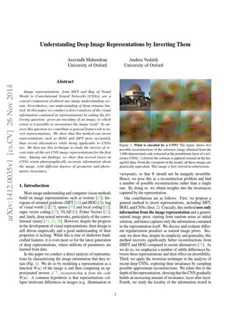 Understanding Deep Image Representations By Inverting Them Pdf