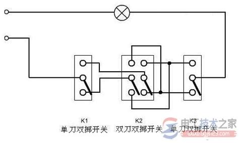 三控开关怎么接线，附一例三控开关实物接线图 电工天下