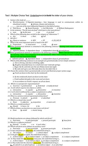 English Syntax Functions Task TASK Identify The Subject And Predicate Of The