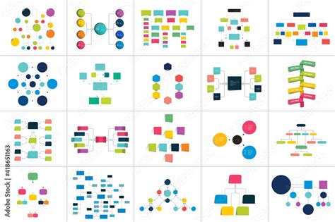Mega Set Of Various Flowcharts Schemes Diagrams Simply Color Editable