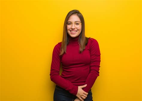 Premium Photo Young Intellectual Woman Cheerful With A Big Smile