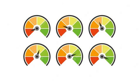 Premium Vector Credit Score Speedometer Icon Set Customer Satisfaction Meter Illustration