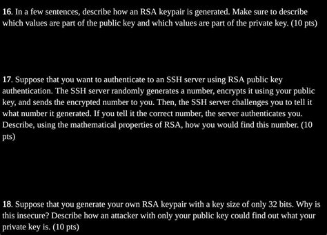 16 In A Few Sentences Describe How An Rsa Keypair
