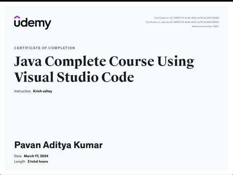 Pavan Aditya Kumar Gorrela On Linkedin Java Certification Udemy Programming Careergrowth