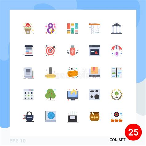 Set Of 25 Vector Flat Colors On Grid For Columns Tools Wireframing Machinery Construction