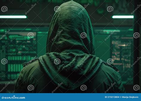 Hacker In Black Hoodie Hacking And Internet Security Concept Generative Ai Stock Illustration