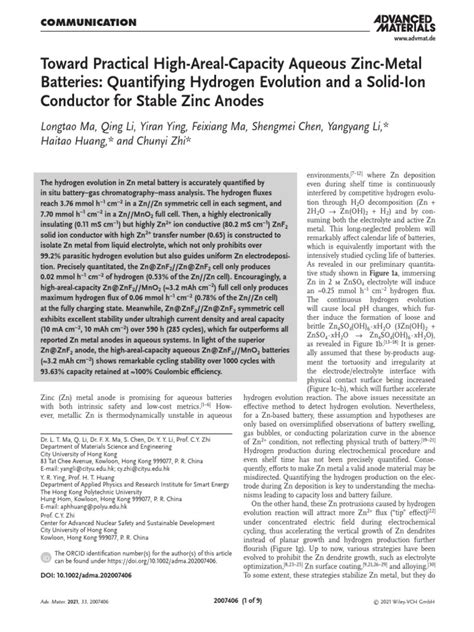 Advanced Materials 2021 Ma Toward Practical High Areal Capacity