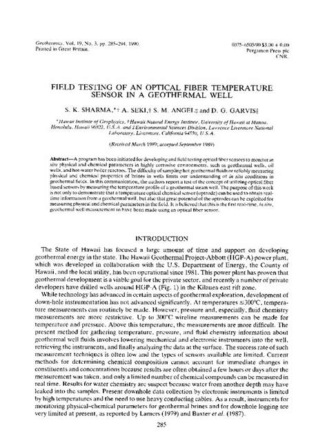 Pdf Field Testing Of An Optical Fiber Temperature Sensor In A