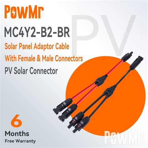 Powmr 1pair Solar Connector Ip67 Waterproof Y Branch Connector With 4mm2 Solar Cable For Solar