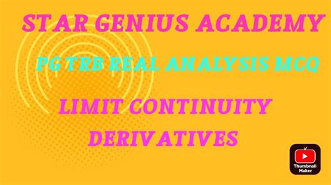 pg trb maths real analysis mcq limit continuity derivatives