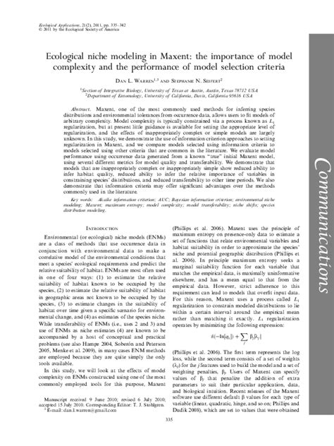 pdf ecological niche modeling in maxent the importance of model