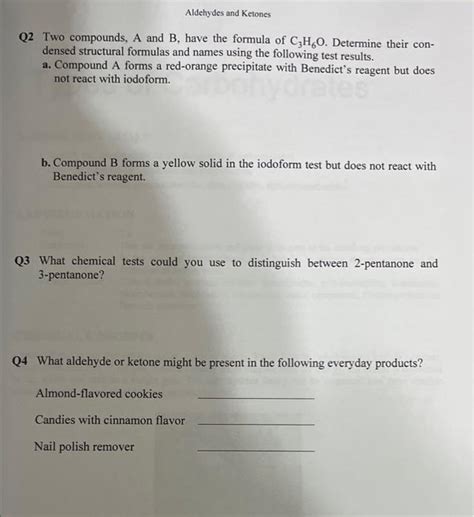 Solved Q2 Two compounds, A and B, have the formula of C3H6O. | Chegg.com