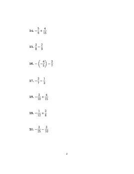 Adding And Subtracting Positive And Negative Fractions By Math W