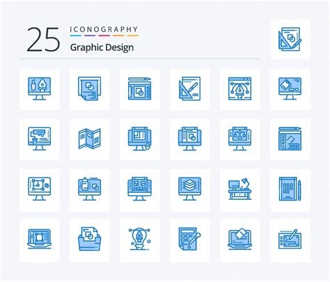 Free Vector Graphic Design 25 Blue Color Icon Pack Including Design Screen Artwork Format Color