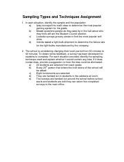 Sampling Types And Techniques Assignment Pdf Sampling Types And Techniques Assignment In
