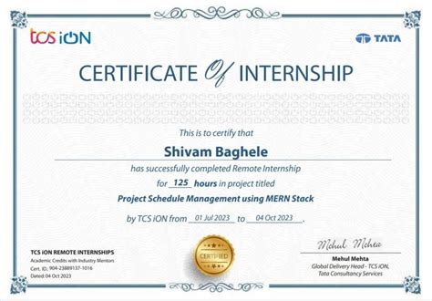 Shivam Baghele On Linkedin Internshipcompletion Tcsion Mernstack Tailwindcss