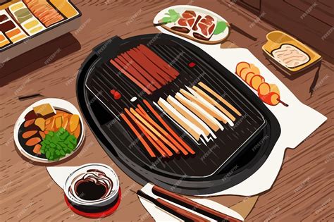 한국 바베큐 일러스트레이션 프리미엄 벡터