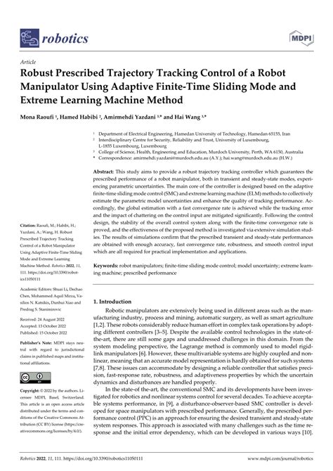 pdf robust prescribed trajectory tracking control of a robot