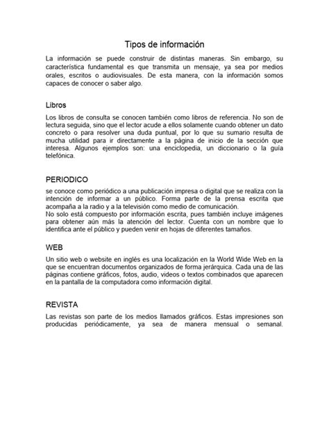 Tipos De Fuentes Informativas Pdf
